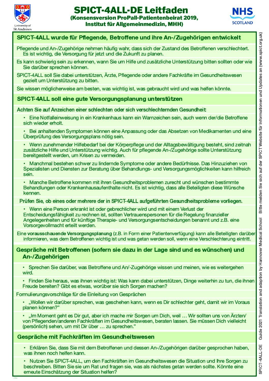 20250808-Using-SPICT-4ALL-DE | Supportive and Palliative Care Tool