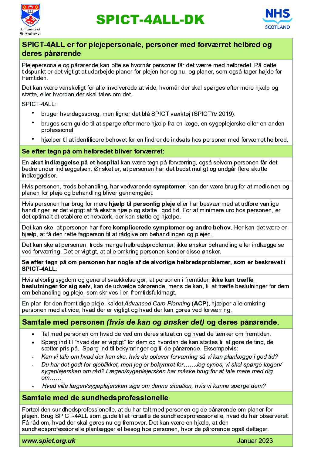 20250808-Using-SPICT-4ALL-DK | Supportive and Palliative Care Tool